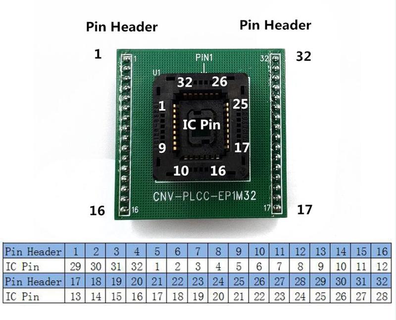 PLCC32 To DIP32 IC120-0324 Pitch 1.27mm Chip Programmer Adapter Test ...
