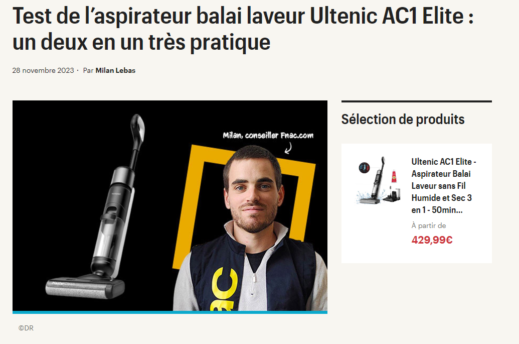 Ultenic AC1 Elite - Aspirateur sans Fil Laveur - 50min d'Autonomie ...