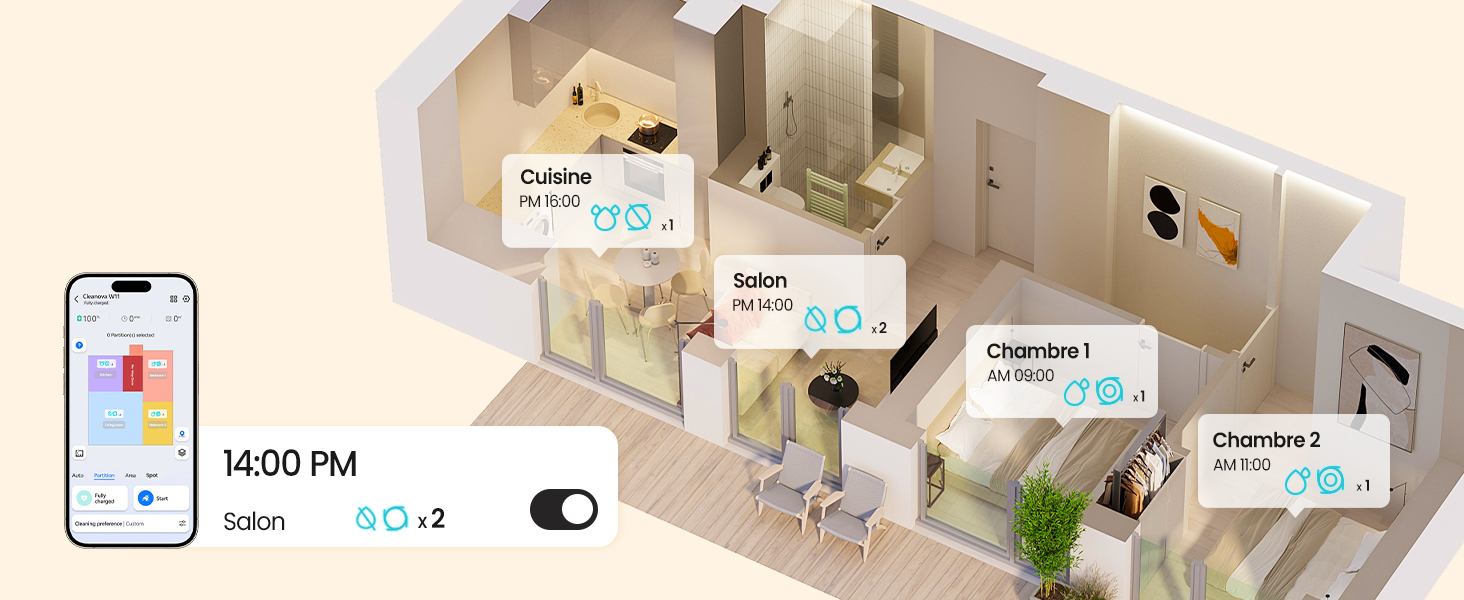 Aspirateur robot Vactidy Cleanova W11-Robot Aspirateur-Laveur avec ...